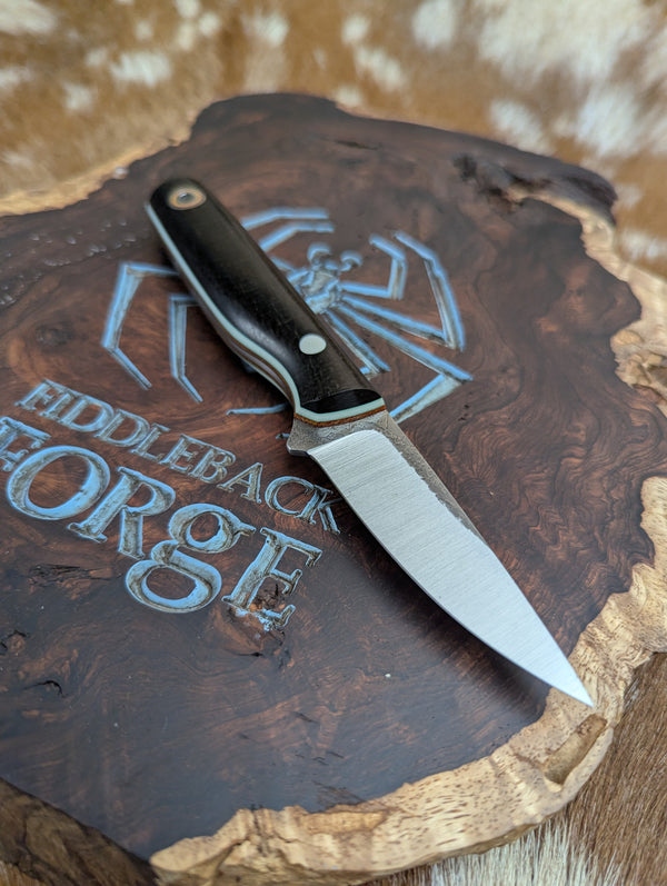 Fiddleback Forge Boudreaux - Blackout Burlap Micarta - Tapered A2 Stee